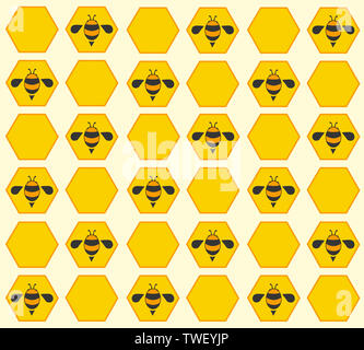 bee hive pastel cartoon background Stock Photo - Alamy