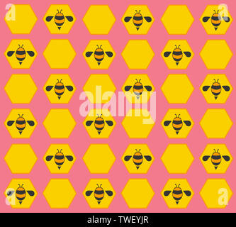 bee hive pastel cartoon background Stock Photo - Alamy