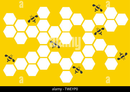hexagon bee hive design art and space background Stock Photo - Alamy