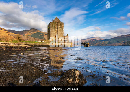Carrick Castle on Loch Goil. The Castle was built in the 15th century ...