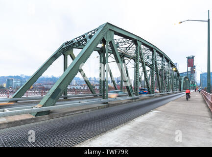 steel footpath near road on bridge in portland Stock Photo - Alamy