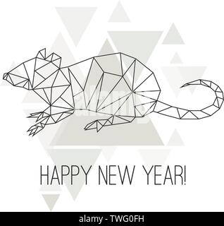 How to make origami mouse or rat. Black line monochrome step by step instructions. Easy DIY for ...