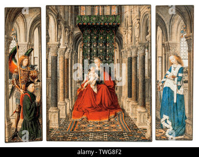 Jan van Eyck - Triptych of Mary and Child, St. Michael, and the Catherine Stock Photo - Alamy