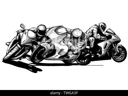 draw motorcycles racers biker vector illustration design Stock Vector ...