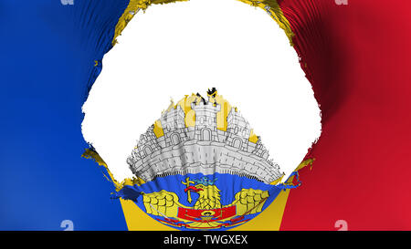Bucharest flag with a hole Stock Photo - Alamy