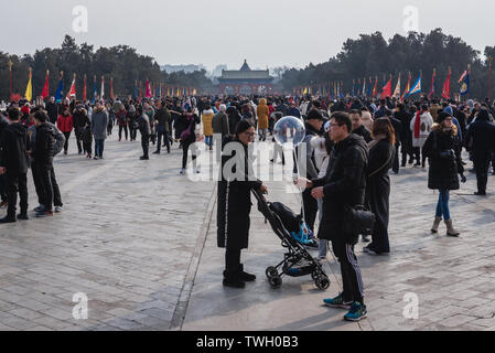 Tourists on Danbi Bridge in Temple of Heaven in Beijing, China Stock ...