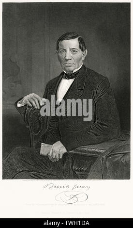 Portrait of Benito Juarez, President of Mexico during 8 months, holding ...
