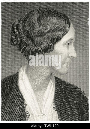 Alice Cary (1820-71), American Poet, Seated Profile Portrait, Steel ...