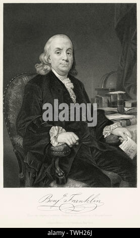 Benjamin Franklin - portrait of the American printer, writer ...