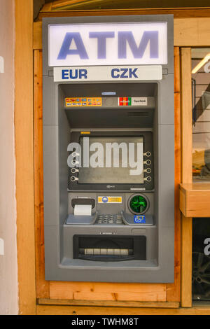 Close-up view of cash machine and woman's hand with credit card Stock ...