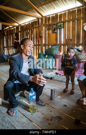 Local people Akha Pixor, Near of the Phongsali, Laos, Asia Stock Photo ...