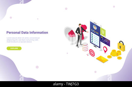 Data Privacy Infographic Template Flat Cartoon Background Vector ...