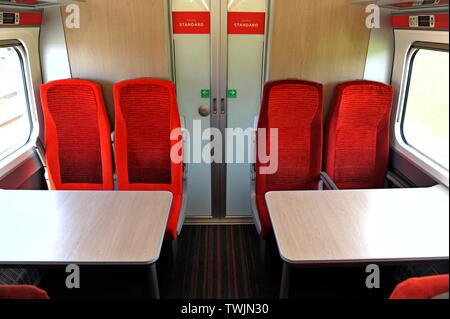 Standard class seating in the new LNER Azuma 800 class Intercity ...