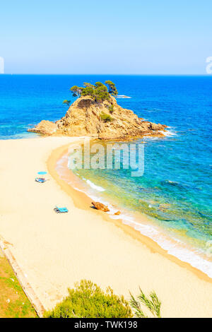 Idyllic sandy beach at Cap Roig, Costa Brava, Spain Stock Photo - Alamy
