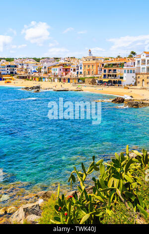 View of the beach of Port Bo in Calella de Palafrugell, Costa Brava ...