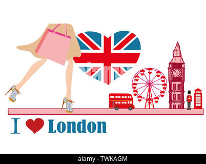 Woman shopping in London card Stock Photo - Alamy