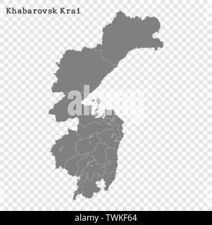 High Quality map of Khabarovsk Krai is a region of Russia with borders ...