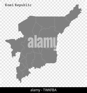 High Quality map of Komi is a region of Russia with borders of the ...