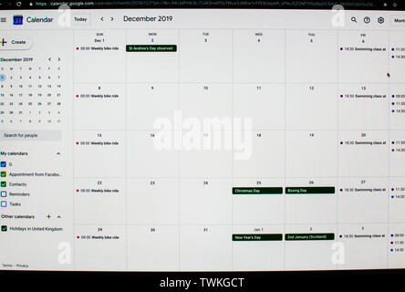 Google calendar monthly view Stock Photo - Alamy