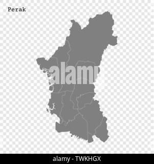 Map of Perak Darul Ridzuan, a province of Malaysia Stock Vector Image ...