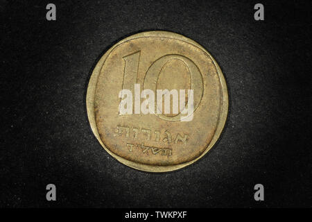 Copper coin of Israel (10 agorot) isolated over white background Stock ...