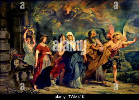 Lot and his family leaving Sodom, led by angels, or The Flight of Lot ...