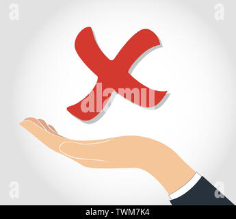hand holding false check icon Stock Photo - Alamy