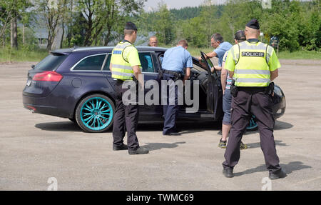 Czech Police Policemen in uniform with a gun, car, Czech Republic Stock ...