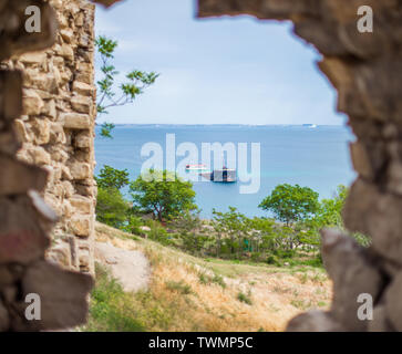 View Of The Black Sea Through Broken Glass In Anaklia Georgia: Artistic ...