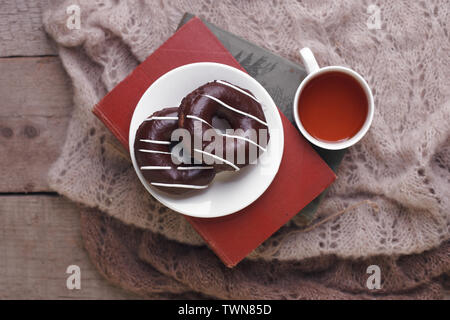 Cozy autumn concept background with tea drink Stock Photo - Alamy