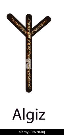 Rune Algiz. Vertical projection. Scandinavian. Runes Element of Fire ...