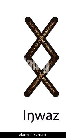 Rune Inwaz. Vertical projection. Scandinavian. Rune elements Earth ...