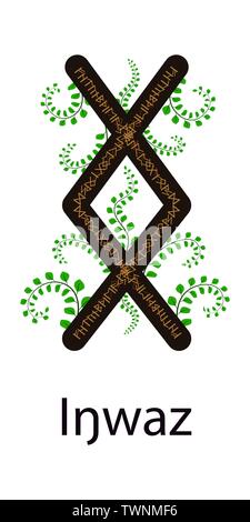 Rune Inwaz. Vertical projection. Scandinavian. Rune elements Earth ...