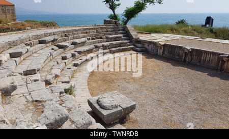 The Roman Theater within the archaeological area of Byblos. Byblos ...