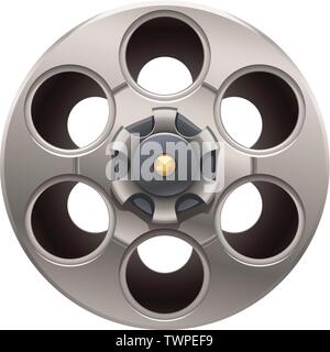 Illustration with cylinder of a revolver pistol. Western, classical ...