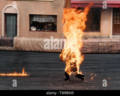 A stuntman on fire Stock Photo - Alamy