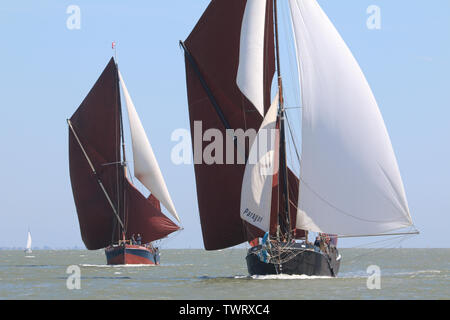 Thames Estuary, United Kingdom. 22nd June, 2019. Close racing between ...