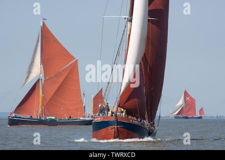 Thames Estuary, United Kingdom. 22nd June, 2019. Close racing between ...