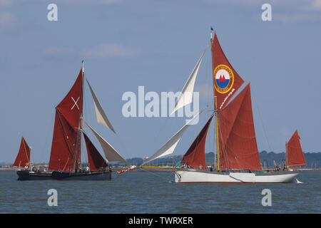 Thames Estuary, United Kingdom. 22nd June, 2019. Close racing between ...