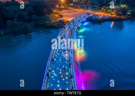 Anh Sao or Starlight Bridge is a pedestrian bridge with waterfall and ...