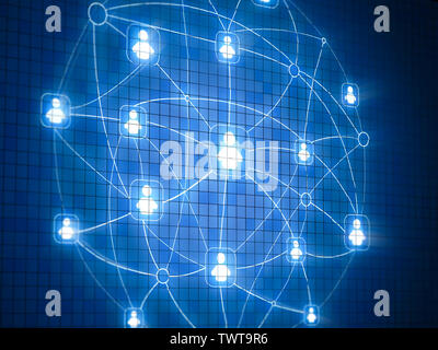 A 3D rendering of digital human icons - digital business communication ...