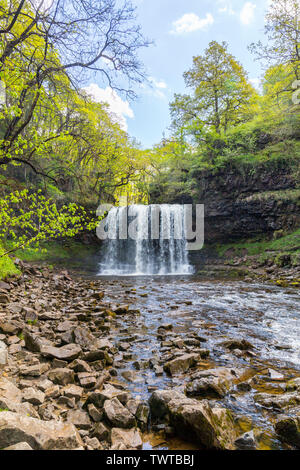 The Afon Hepste cascades over Sgwd yr Eira waterfall on the Four ...