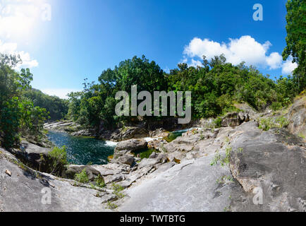 Scenic view of Clamshell Falls at Behana Gorge, Wooroonooran National ...