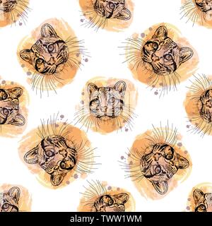 Vector seamless pattern of clouded leopard skin. Background design ...