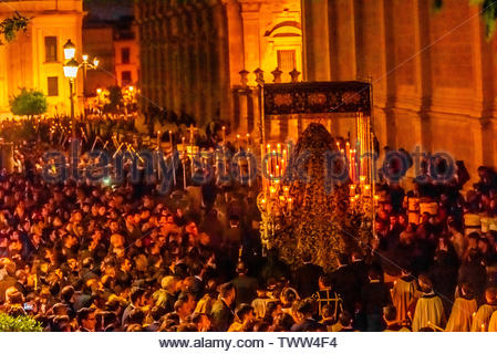 Holy Week (Semana Santa) float with the Virgin Mary carried by women ...