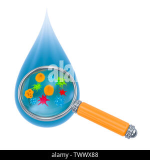 Microscopic bacteria water drop concept of a water droplet with a ...