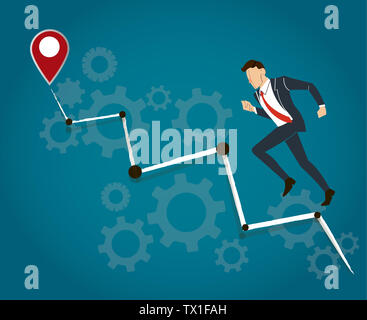 Businessman running with high graph Stock Photo - Alamy
