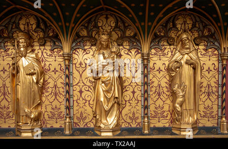 16th century Flemish reredos screen of Crucifixion, Cavendish church ...