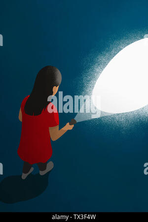 woman light flashlight Stock Photo - Alamy