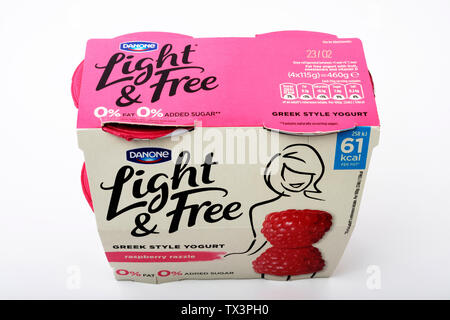 Danone Light and Free Greek style yogurt Stock Photo - Alamy